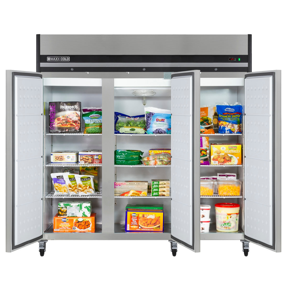 Maxx Cold Triple Door Reach-in Freezer, Top Mount, 81"W, 72 cu. ft ...