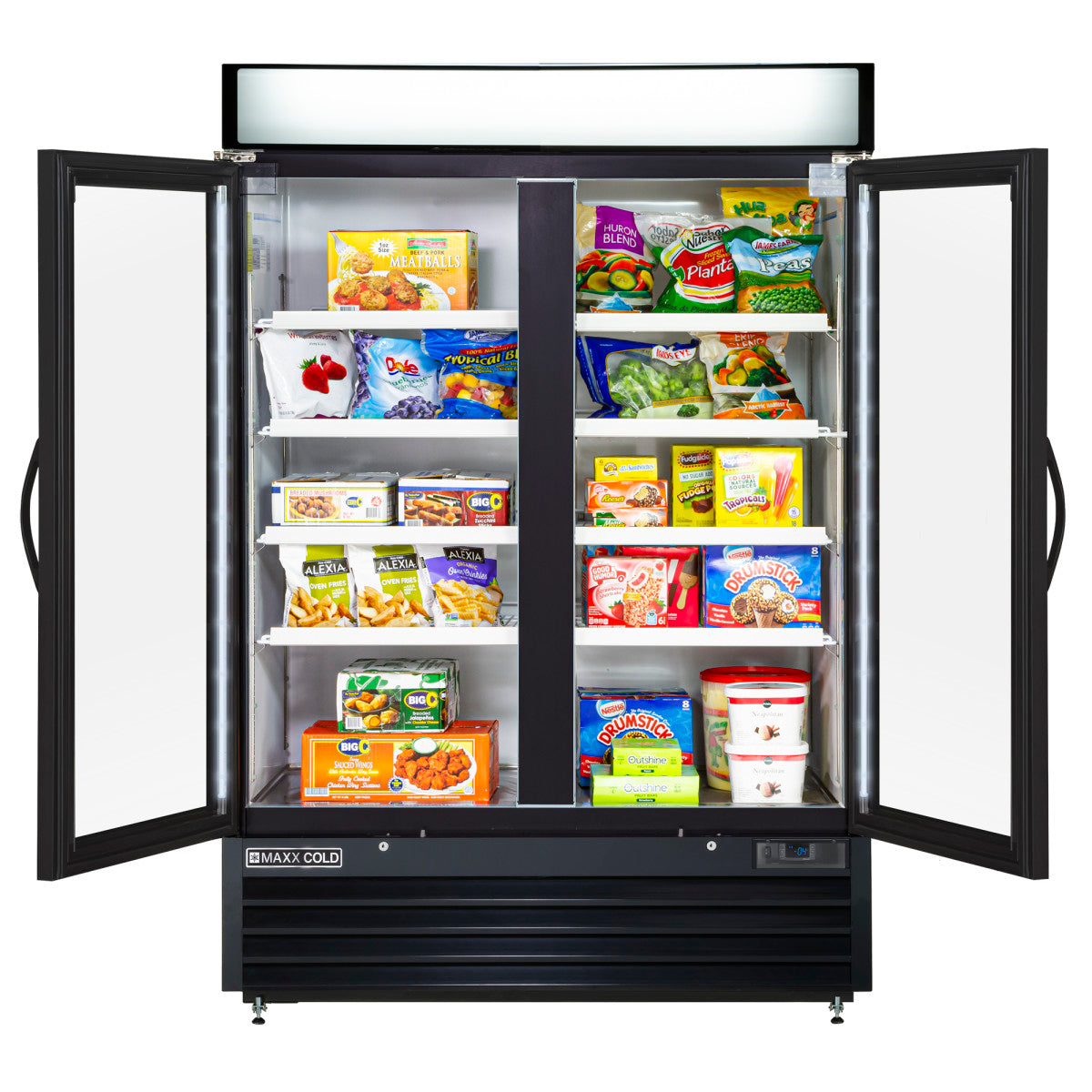 Maxx Cold Double Glass Door Ice Merchandiser Freezer, 54", 48 cu. ft ...