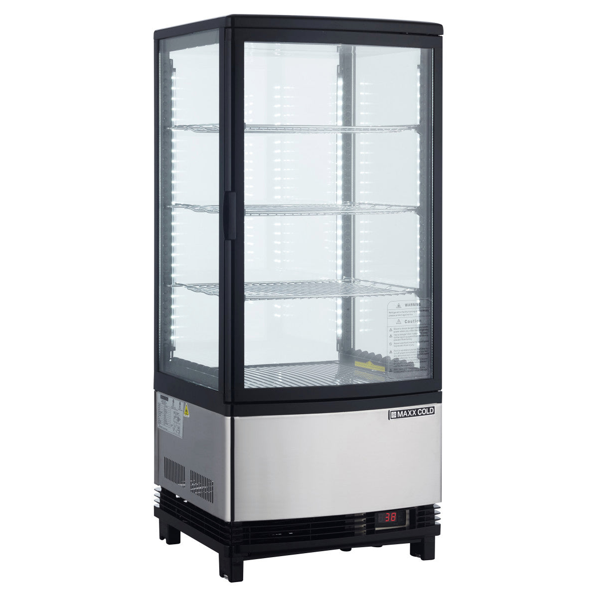 Maxx Cold X-Series 4-Sided Glass One-Door Merchandiser Refrigerator ...